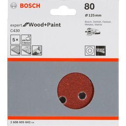Bosch Schleifblatt C 430 D125MM Holz K&ouml;rnung 80 5 St.