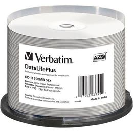1x50 Verbatim CD-R 80 / 700MB 52x white wide printable NON-ID