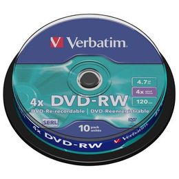 1x10 Verbatim DVD-RW 4,7GB 4x Speed, matt silver Cakebox
