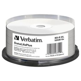 1x25 Verbatim BD-R Blu-Ray 50GB 6x Speed printable Cakebox