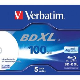 1x5 Verbatim BD-R Blu-Ray 100GB 4x Speed wide printable JC