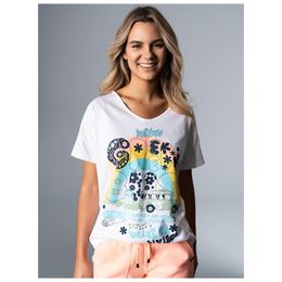 TRIGEMA T-Shirt »Oversized T-Shirt mit buntem Hippie-Print« 1 Stk. tlg. weiss S S Single-Jersey