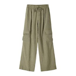 Bershka Hose Damen Größe 42 khaki / weiß