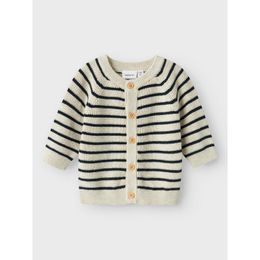 name it Strickjacke »NBMMAST für Jungen mit gestreiftem Look und weichem Tragegefühl« gestreift, regular fit, Baumwolle, Rundhals Peyote Melange 86...