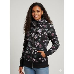 Ragwear Sweatjacke »NESKA ZIP FLOWERS O« mit extra breiten Bündchen BLACK S S Vegan, von PETA verifizierte Kapuzensweatjacke von Ragwear