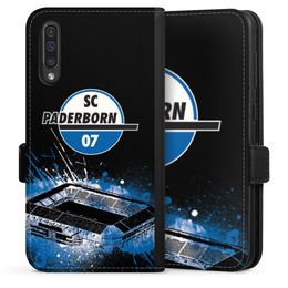 DeinDesign Galaxy A50 Handy Klapph&uuml;lle Handyh&uuml;lle aus Kunst Leder schwarz Flip Case Official Licensed Product Stadium Sc Paderborn 07 Sideflip mit Lasche