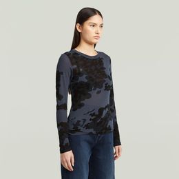 G-Star Raw Langarmshirt G-STAR "Aop Slim Wmn", Damen, Gr. L (40), india ink forest camo, Single Jersey, Obermaterial: 100% Baumwolle, gemustert, mehrfarbig, slim fit, Rundhals, abgesteppte Kante, Shirts, mit Allover-Print