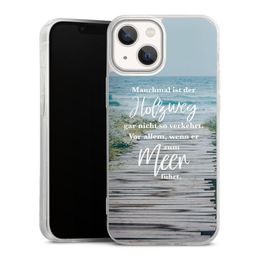DeinDesign iPhone 13 Mini Handy Slim Case Silikon Handyh&uuml;lle transparent H&uuml;lle extra d&uuml;nn Statement Beach Spruch Silikon Slim Case