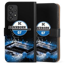 DeinDesign Galaxy A33 5G Handy Klapph&uuml;lle Handyh&uuml;lle aus Kunst Leder schwarz Flip Case Sc Paderborn 07 Stadium Official Licensed Product Sideflip mit langer 