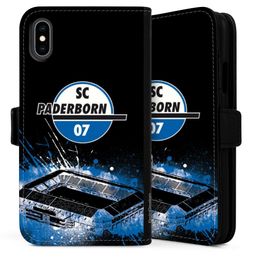 DeinDesign iPhone X Handy Klapph&uuml;lle Handyh&uuml;lle aus Kunst Leder schwarz Flip Case Official Licensed Product Stadium Sc Paderborn 07 Sideflip mit langer Lasche