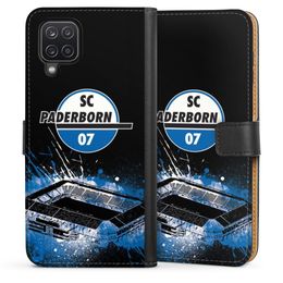 DeinDesign Galaxy A12 Handy Klapph&uuml;lle Handyh&uuml;lle aus Kunst Leder schwarz Flip Case Sc Paderborn 07 Stadium Official Licensed Product Sideflip mit langer Lasche