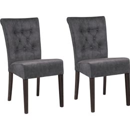 Esszimmerstuhl Home Affaire "Queen BESTSELLER", grau (anthrazit, wenge), B:46cm H:93cm T:64cm, Polyester, Stühle, Polsterstuhl mit Knopfheftung, 2er, 4er oder 6er Set