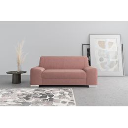 2-Sitzer DOMO collection "Anzio in kubischer Formensprache, flache Armlehnen, Breite 184cm", lila (malve), B:184cm H:85cm T:93cm, Sofas, wahlweise mit Federkern