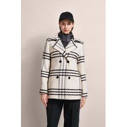 Kurzmantel Bugatti, Damen, Gr. 40, beige (ecru), 42% Polyacryl, 36% Wolle, 22% Polyester, gestreift, regular fit, normaler Saum, Mäntel, mit hohem Tragekomfort