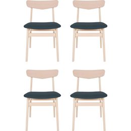Esszimmerstuhl HAMMEL FURNITURE "Findahl by Hammel Mosbøl", blau (dunkelblau), B:48cm H:79cm T:46cm, Massivholz, Stoff, Stühle, (Set, 2/4 Stk), Massivholz, gepolsterte Sitzfläche, versch. Farben
