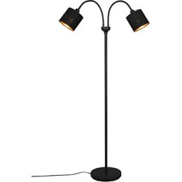 REALITY LEUCHTEN Stehlampe "TOMMY, Bogenleuchte 2-flammig, exkl 2x E14 max 40W, mit Kippschaltern", schwarz matt, goldfarben, 2, Ø 12cm H: 130cm, 1 Stk., Leuchten, Leseleuchte Stehleuchte Wohnzimmer Höhe 130cm, Arme verstellbar