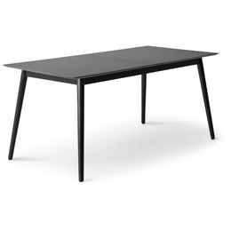 Esstisch HAMMEL FURNITURE "Meza Designtisch mit Auszugsfunktion und 2 Einlegeplatten", schwarz (schwarz, natur, schwarz), B:165cm H:74cm T:90cm, Tischplatte: Schwarzes nanobehandeltes Fenix-Laminat (schwarzer Rand), Gestell: Massive schwarz gebeizte Esche. Mit nanobehandeltem Laminat, einer matten, seidigen Oberfläche, die Fingerabdrücke abweist und langlebig und hygienisch ist., Tische, rechtecki