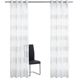 Gardine decolife "Alia" Gr. 1, weiß, B:135cm H:245cm, Wirkware, Polyester, Gardinen, weiße transparent-dichte Blocksteifen