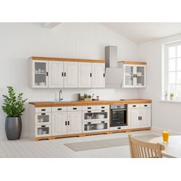 Hängeschrank Home Affaire "Rügen", weiß (weiß, honig), B:80cm H:75cm T:36cm, Massivholz, Schränke, Breite 80 cm, Kiefer massiv, 2 Türen, 1 Einlegeboden