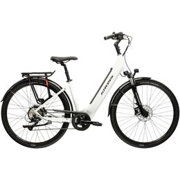 E-Bike KROSS "E-Trekkingbike Damen Trans Hybrid 1.0 28" weiß 8 Gänge" Gr. 48, weiß (weiß, weiß), Elektrofahrräder, 48cm, 28 Zoll (71,12cm)