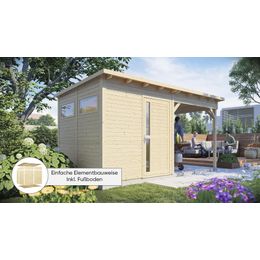 Gartenhaus BERTILO "Pentus 2", beige (naturbelassen), Fußboden im Gartenhaus, ohne Dacheindeckung, Holzwerkstoff, Gartenhäuser