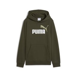 Kapuzensweatshirt Puma "ESS 2 COLOR NO. 1 LOGO HOODIE FL B", Kinder, Gr. 152, grün (schwarz olive), Fleece, Obermaterial: 66% Baumwolle, 34% Polyester, bedruckt, regular fit normal, Rundhals, Sweatshirts