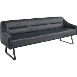 Essbank Musterring "JustB SP500", blau (mystic blau), B:232cm H:86cm T:70cm, Sitzbänke, Metallkufe schwarz, verschiedene Farben, Breite 220 oder 250 cm