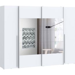 Dreh-/Schwebetürenschrank FORTE "Narago, OTTOs Choice, TOPSELLER, mittlere Paneele farblich wechselbar", weiß (weiß mit spiegel), B:270,3cm H:210cm T:61cm, Schränke, gestalte die Schwebetüren einfarbig oder 2 farbig, Made in Europe, Topseller