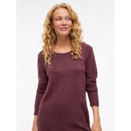 Strickkleid Vila "VIRIL L/S KNIT DRESS - NOOS", Damen, Gr. S, N-Gr, fig detail:schwarz melange, Feinstrick, Obermaterial: 50% Viskose, 27% Nylon, 23% Polyester, meliert, regular fit kniefrei, Rundhals, Rippstrickbündchen, Kleider