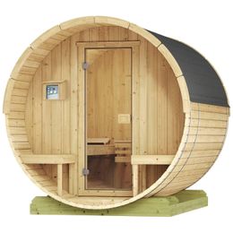 Fasssauna Weka "198", beige, Saunaofen, externe Steuerung, 9, Saunen