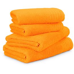 M&ouml;ve Handtuch Set M&Ouml;VE "New Classic", orange, 4 Stk., Walkfrottier, Walkfrottier, Obermaterial: 100% Baumwolle, Handtuch-Sets, 2x Hand- und 2x Duscht&uuml;cher, 100% bester Baumwolle (480 g/m&sup2;)