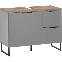 Waschbeckenunterschrank BASIC BY BALCULINA "Denver Waschbeckenunterschrank, Badezimmerschrank BxHxT 80x60x35", grau matt, grau matt, eiche, B:80cm H:60cm T:35cm, FSC-zertifizierter Holzwerkstoff, Schränke, Breite 80 cm, Tür L/R montierbar, Softclose