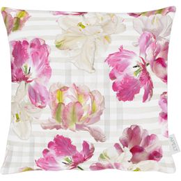 Dekokissen Apelt "6405" Gr. 1, bunt (natur, pink, rosa, geblümt), B:40cm L:40cm, Baumwolle, Polyester, Dekokissen_Sitzkissen_Kissenhüllen, mit Ranunkeln, Kissenhülle ohne Füllung, 1 Stück