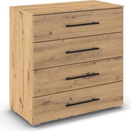 Schubkastenkommode Rauch "Sideboard Schubladenkommode AVOLA mit Dekorfront", eiche artisan, B:80cm H:81cm T:42cm, Holzwerkstoff, Sideboards, vier große und geräumige Schubladen mit viel Stauraum MADE IN GERMANY