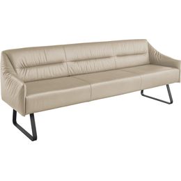 Essbank Musterring "JustB SP500", beige (desert), B:232cm H:86cm T:70cm, Sitzbänke, Metallkufe schwarz, verschiedene Farben, Breite 220 oder 250 cm