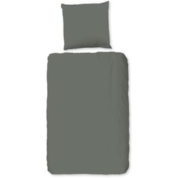 Bettwäsche Good Morning "Flanel Uni", olive grün, B/L: 200cm x 200cm, 1 Stk., 2 Stk., Flanell, B/L: 80cm x 80cm & 80cm x 80cm, 3 Stk., Flanell, Obermaterial: 100% Baumwolle, Bettwäsche, Flanell, Biber, Baumwolle, Winter, Warm, Reißverschluss, Einfarbig Uni