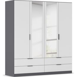 Kleiderschrank Rauch "Drehtürenschrank Schrank Garderobe Ankleide Schlafzimmer LAGOA", graumetallic, alpinweiß, B:181cm H:197cm T:54cm, Holzwerkstoff, Schränke, geräumige Schubladen, 3 Breiten, optional mit Aufsatz MADE IN GERMANY