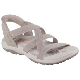 Sandale Skechers "REGGAE SLIM-STRETCH FLEX", Damen, Gr. 41, grau (taupe), Lederimitat, Textil, Schuhe, Flats, Trekking Sandale mit Slip-ins Funktion