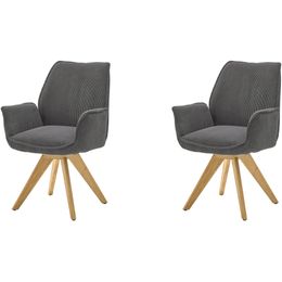 Esszimmerstuhl Musterring "Tiama", wildeiche, B:63cm H:91cm T:65cm, Massivholz, Stühle, Stativgestell Eiche massiv, 180 drehbar, Stoff Cord oder Bouclé