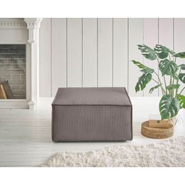 Hocker Home Affaire "SHERWOOD", beige (taupe), B:80cm H:42cm T:80cm, 100% Polyester, Hocker, Hocker quadratisch, ideale Ergänzung zum Loveseat SHERWOOD