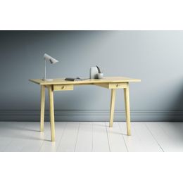 Schreibtisch WOODMAN "Nice", braun (eichefarben, eichefarben), B:140cm H:75cm T:70cm, Tische, im skandinavian Design, Tischbeine aus massiver Eiche, FSC