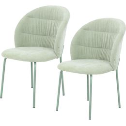 4-Fußstuhl Tom Tailor HOME "LEAF CHAIR", grün (grün leaf, sage, sage), B:51cm H:83cm T:59cm, Metall, Stoff, Stühle, 4-Fußgestell, Raffung in der Rückenlehne