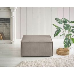 Hocker Home Affaire "SHERWOOD", greige, B:80cm H:42cm T:80cm, 100% Polyester, Hocker, Hocker quadratisch, ideale Ergänzung zum Loveseat SHERWOOD