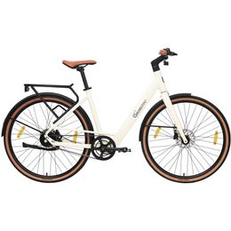 E-Bike SACHSENRAD "C3V Roma II" Gr. 49, weiß (marmorweiß), Elektrofahrräder, 49cm, 28 Zoll (71,12cm), KI-Unterstützung, Riemenantrieb, Tiefeinsteiger, Alarmanlage