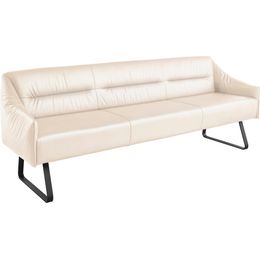 Essbank Musterring "JustB SP500", weiß (bianco), B:262cm H:86cm T:70cm, Sitzbänke, Metallkufe schwarz, verschiedene Farben, Breite 220 oder 250 cm