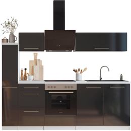 Küche respekta "Amanda", schwarz (küche: schwarz, front: schwarz, korpus: weiß, arbeitsplatte: weiß), B:240cm H:200cm T:60cm, Komplettküchen-Sets, Breite 240 cm, mit Soft-Close, exklusiver Konfiguration für OTTO