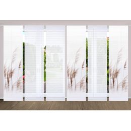 Schiebegardine HOME IN GREEN "PAMILO" Gr. 1, beige (naturfarben), B:60cm H:245cm, Polyester, Gardinen, SET DIGITALDRUCK,BAMBUSOPTIK RECYCELT
