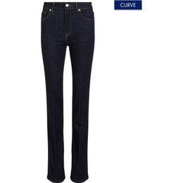 Bootcut-Jeans Tommy Hilfiger Curve "CRV BOOTCUT RW RINSE", Damen, Gr. 46, N-Gr, blau (rinse), Denim/Jeans, Obermaterial: 99% Baumwolle, 1% Elasthan, unifarben, bootcut fit, Jeans, in Großen Größen, Five-Pocket-Form