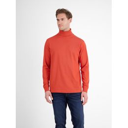 Rollkragenshirt Lerros, Herren, Gr. M, scandinavian rot, Single Jersey, Obermaterial: 100% Baumwolle, unifarben, regular fit normal, ohne Ausschnitt, Shirts, mit Logo Stickerei