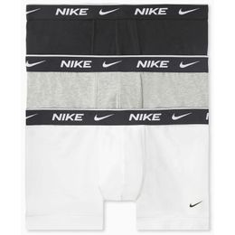 Trunk NIKE UNDERWEAR "TRUNK 3PK", Herren, Gr. M/48, schwarz-weiß (weiß, grau heather, schwarz), Jersey, Obermaterial: 95% Baumwolle, 5% Elasthan, kontrastfarbene Details, unifarben, körpernah, Unterhosen, mit Logo-Elastikbund